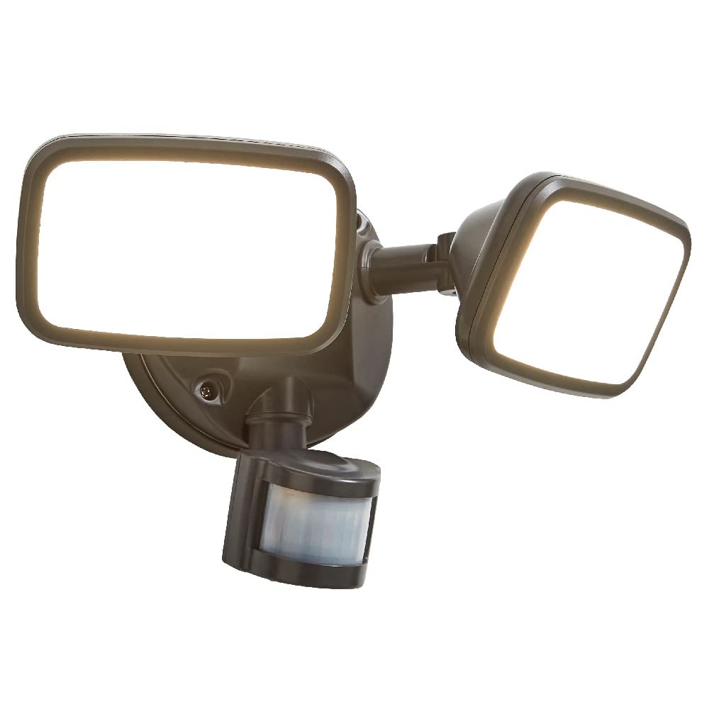 Britalia LED Anthracite Outdoor Modern Twin Head Flood Light with PIR ...