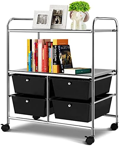 Amazon.com: Giantex Rolling Storage Cart w/ 4 Drawers 2 Shelves Metal ...