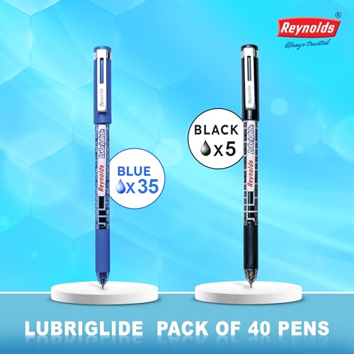 Reynolds LUBRIGLIDE Ball Pen SET - 40 Pens (35 Blue, 5 Black ...