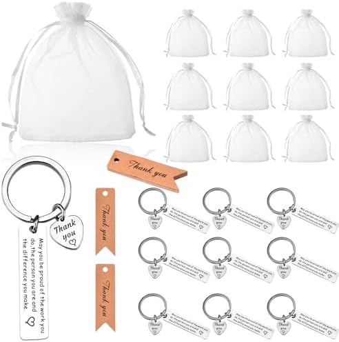 Bestomrogh 10 Sets Thank You Keychain Gifts Appreciation Gifts Proud of You Keyring Gifts with ...