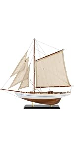 Amazon.com: SAILINGSTORY Wooden Sailboat Decor Sail Boat Model Ship ...