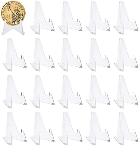 15 Packs Acrylic Easel Stands Clear Mini Coin Display Easel Holder ...