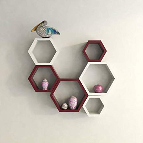 Isha Art India Wall Decoration Shelf Set of Six Hexa Shape Design Wall ...
