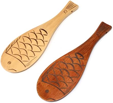Amazon.com | Honbay 2PCS Wooden Rice Paddle Cute Fish Shaped Rice Spoon ...