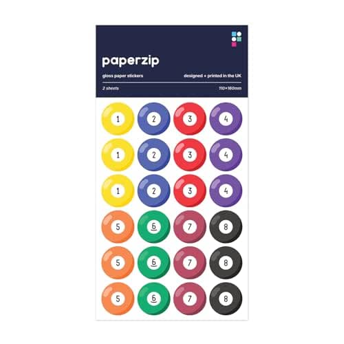 PAPERZIP - Spots and Stripes Pool Balls (Billiards) – 48 Stickers for ...
