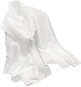 Women Breathable Lightweight Solid Color Soft Silk Feeling Long Fashion Scarves Shawls Wrap ...