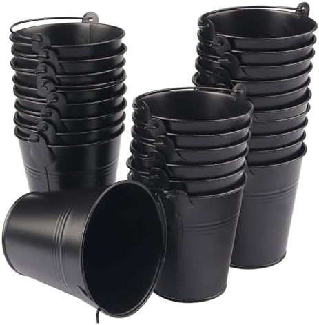 Amazon.com: 25 Pack 4 Inch Black Iron Pail, Metal Buckets with Handle ...