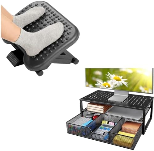 Amazon.com : HUANUO Adjustable Under Desk Footrest, 2 Tier Monitor ...