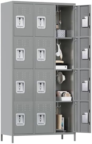 Amazon.com: SUPEER Metal Lockers for Employees with 12 Door & Hooks ...
