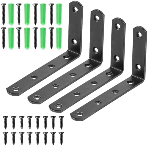 4 Pcs Shelf Brackets, L Shaped Metal Brackets, Right Angle Corner Brace ...