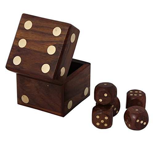 PINDIA Wooden Beautiful Decorative Square Shape Box Game Ludo DICE 2X2 ...