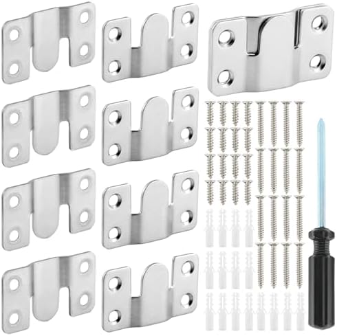 8Pcs Flush Mount Bracket Picture Hanging Buckle with Screws, Stainless ...