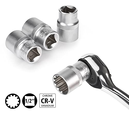 nutmanel Multi-Tooth Nut Set 19 Pieces 1/2 Inch Multi-Tooth Socket ...