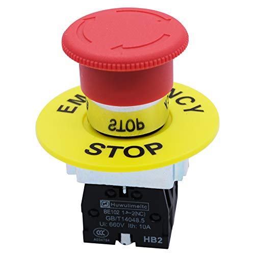 Snapklik.com : Mxuteuk 2NC 22mm Emergency Stop Push Button Switch Red ...
