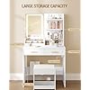 Hzuaneri Dressing Table with LED Light, 2 Sockets and 2 USB Ports ...
