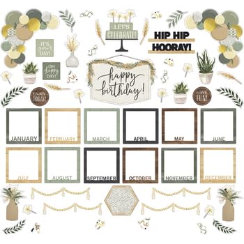 Amazon.com : Organic Modern Birthday Bulletin Board Set, 58 Pieces ...