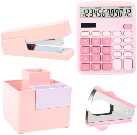 Amazon.com : deli Pink Office Supplies Set, Pink Desk Accessories for ...