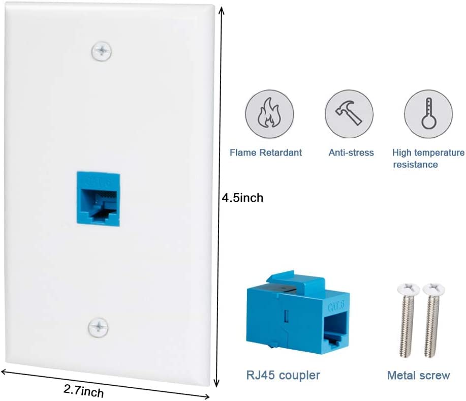 Snapklik.com : Ethernet Wall Plate Outlet 6-Pack, Cat6 Ethernet Wall ...