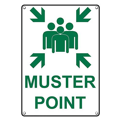 Weatherproof Plastic Vertical Muster Point Sign with English Text and ...