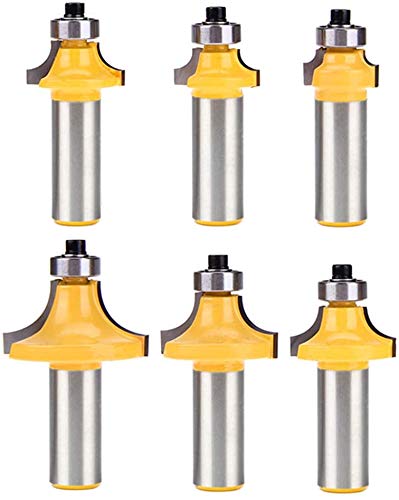Yakamoz Roundover Edging Router Bit Set, 6Pcs 1/2 Inch Shank Round-Over ...