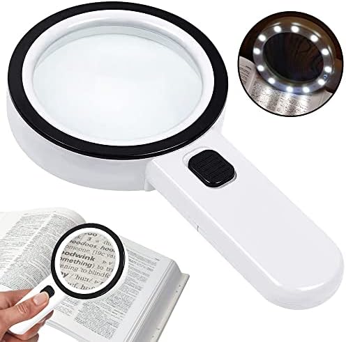 BNGXR Lupe mit Licht, 30X Handlupe Leselupe mit 12 LED Licht, Hohe ...