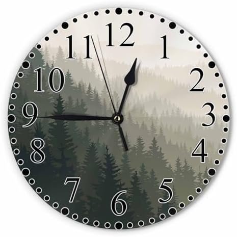 Amazon.com: Nature Tree Fog Valley Spruce Scene Wall Clock Mist Mystery ...