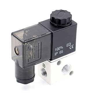 Woljay Pneumatic Solenoid Air Valve 3V1-06 AC 24V PT 1/8" 2 Position 3 Way Normally Closed ...