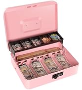 Amazon.com: Cash Box with Lock Key and Money Tray - Large Money Box for ...