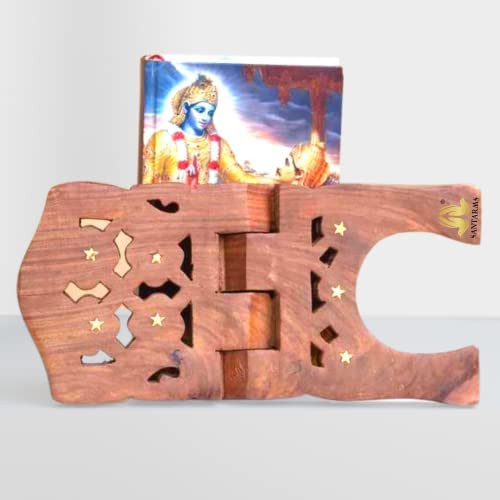 santarms Wooden holy Book Stand Reading for Geeta | gita ramayan ...