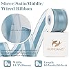 Amazon.com: HUIHUANG Dusty Blue Sheer Wired Ribbon with Satin Stripe 1 ...