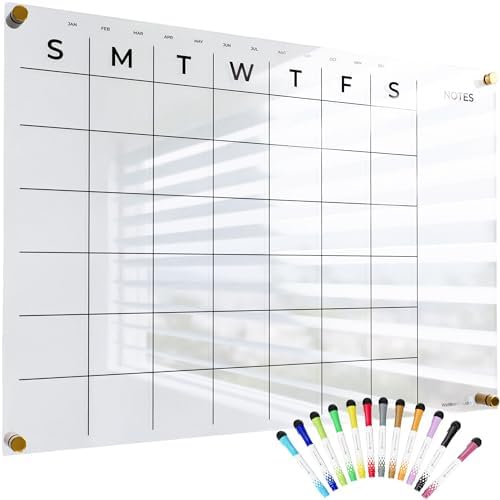 Amazon.com: WRITEBOARD Acrylic Calendar for Wall | Large Clear 24"x16 ...