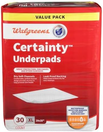 Amazon.com: Walgreens Certainty Underpads, Maximum Absorbency XL, 29x35 ...