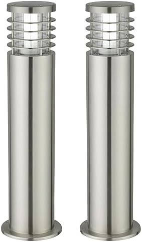 Tango IP44 Rated Brushed Stainless Steel Bollard Light Fixture for Outdoors - E27 Pedestal Post ...