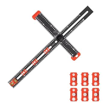 4 in 1 Drilling Ruler, 24 in Adjustable T Square, Multi-Function T-Square, Cabinet Hardware ...
