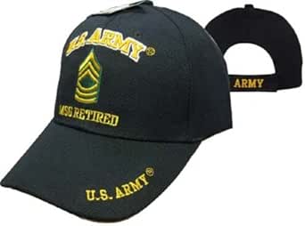 New Black US Army MSG Master Sergeant Retired Hat Ball Cap Veteran E-8 ...