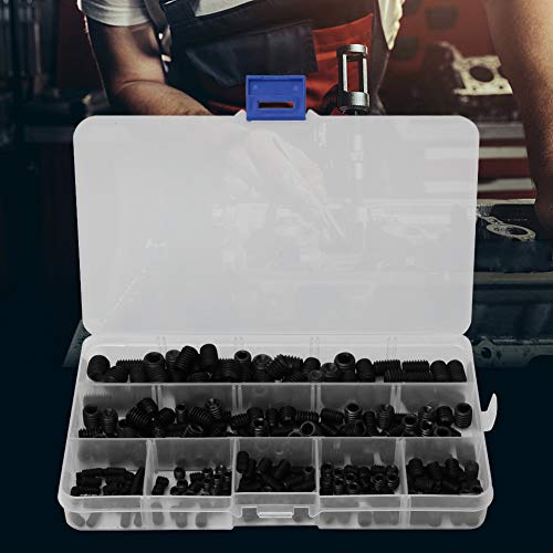 Black Carbon Steel Hex Socket Grub Screw Assortment Kit,M4 M5 M6 M8 M10 ...