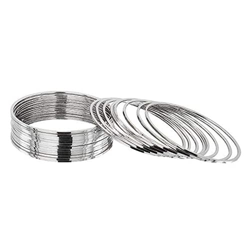 Buy IGF Indian Bangles Plain Silver Bracelets Metal Thin Bangles Women and Girls- (Pack of 2 Pcs ...