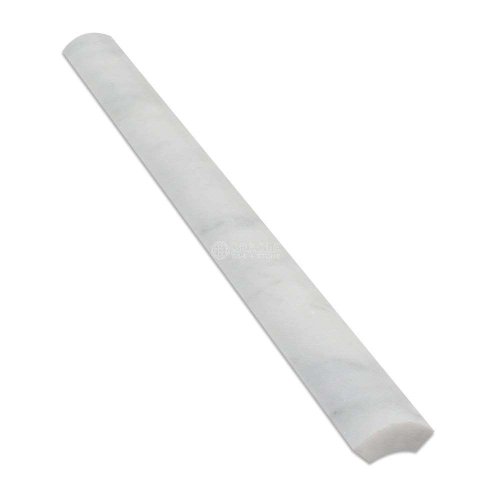 Italian Carrara White Marble HONED 1" X 12" Quarter-Round Trim Liner ...