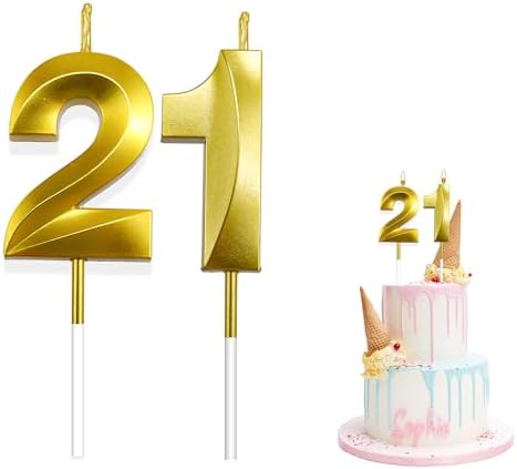 Amazon.com: Birthday Candles for Cake, Gold Number 12 & 21 Birthday ...