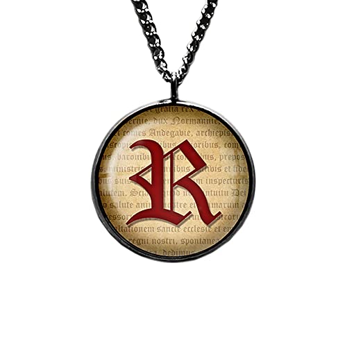 Amazon.com: R Letter Old English Gothic Blackletter Magna Carta Pendant ...