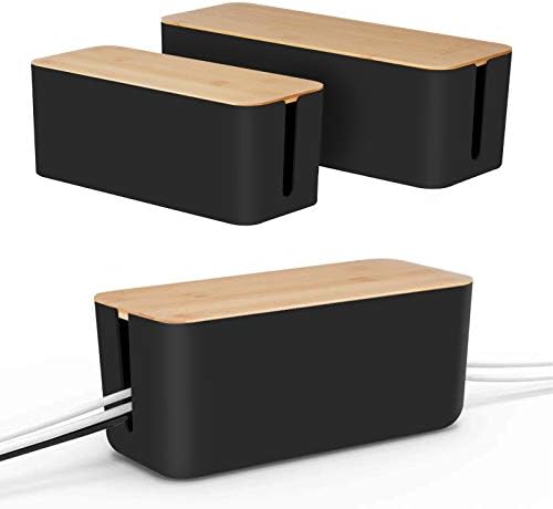 WADY Cable Management Box, Bamboo Cover Cable Management Box, Wires ...