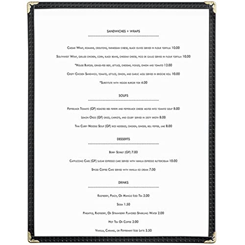 Snapklik.com : Set Of 10 Black 8-1/2 X 11 Single Restaurant Menu Covers ...