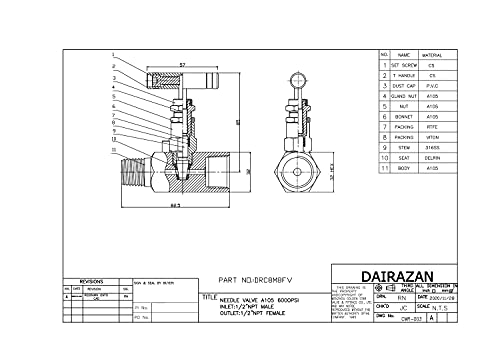 Hex Body Straight Needle Valve - Metal Seat Carbon Steel 1/2" Male NPT ...
