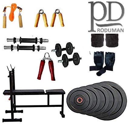 JGS Home Gym Equipment Combo 3 in 1 Gym Bench with 4 kg Rubber Plates ...