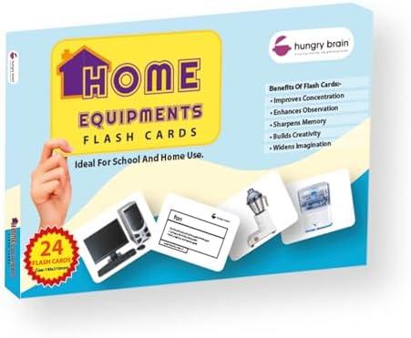 Buy Hungry Brain Home Equipments Flash Cards for Kids I 24 Real Image Flash Cards for Babies 3 ...