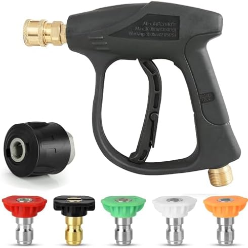High pressure Washer Gun 4350PSI Max, Short Nozzle Jet Wash Gun with ...