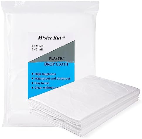Rocky Mountain Goods 1 Mil Clear Plastic Drop Cloth - 9 ft x 12 ft (3 ...