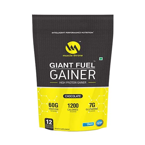 Muscle Throne Giant Fuel Gainer (Chocolate, 3.6kg / 8 lbs, 12 servings ...