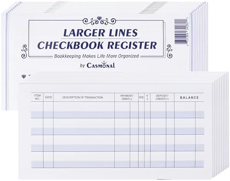 Amazon.com : 32 Pack Larger Lines Check Register, Checkbook Registers ...