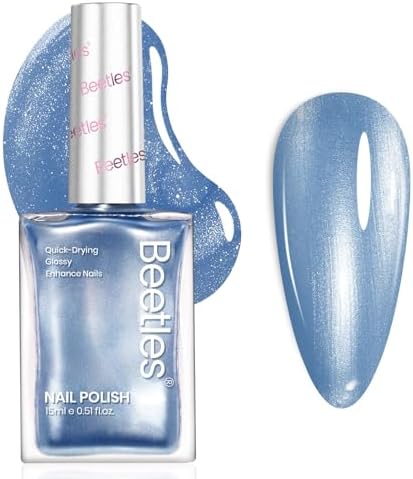 Amazon.com : Beetles Pearl Blue Nail Polish - Quick Dry Nail Polish ...